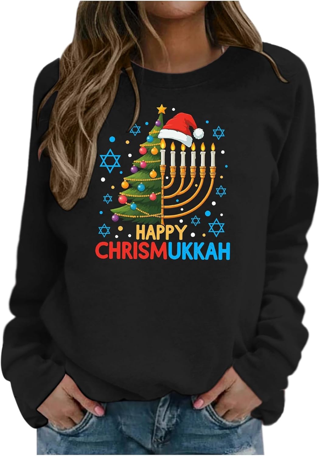 Amazon.com: HBDHEJL Ugly Hanukkah Sweater Women Hanukkah Sweatshirt ...