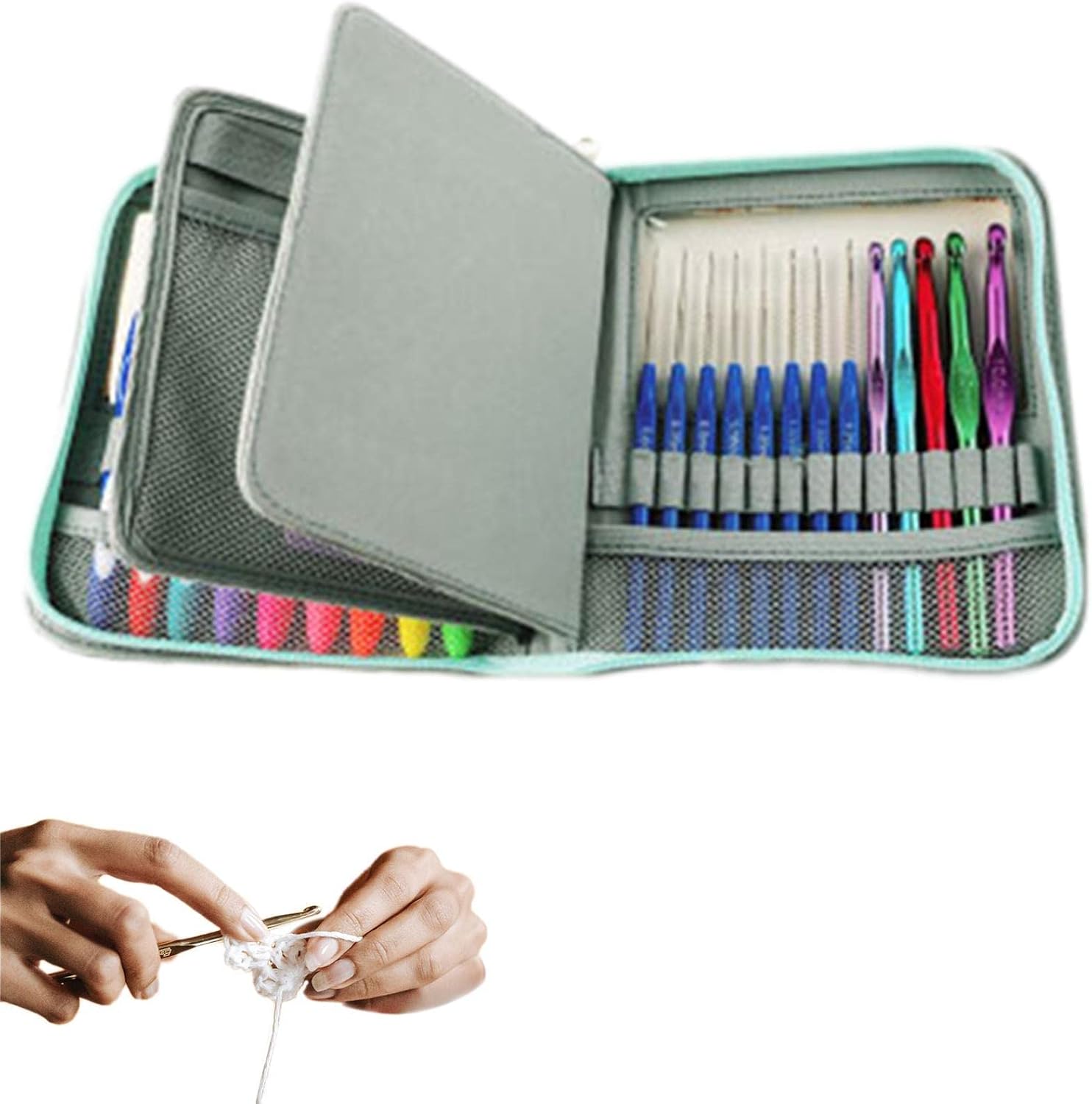 Bexdug Haaknaaldenset met koffer, ergonomische grip kleurrijke zachte ...