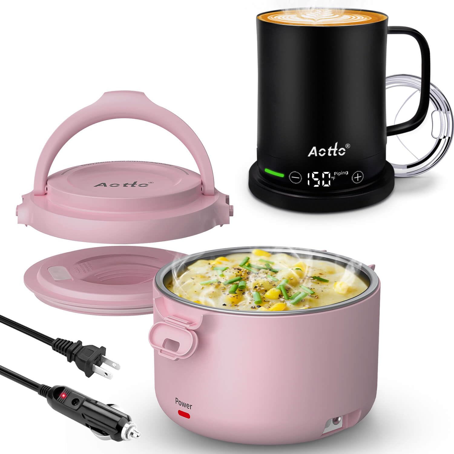 Amazon.com: Aotto Electric Lunch Box, 32 oz Portable Food Warmer 12V/24V/110V 3-in-1 and Self ...