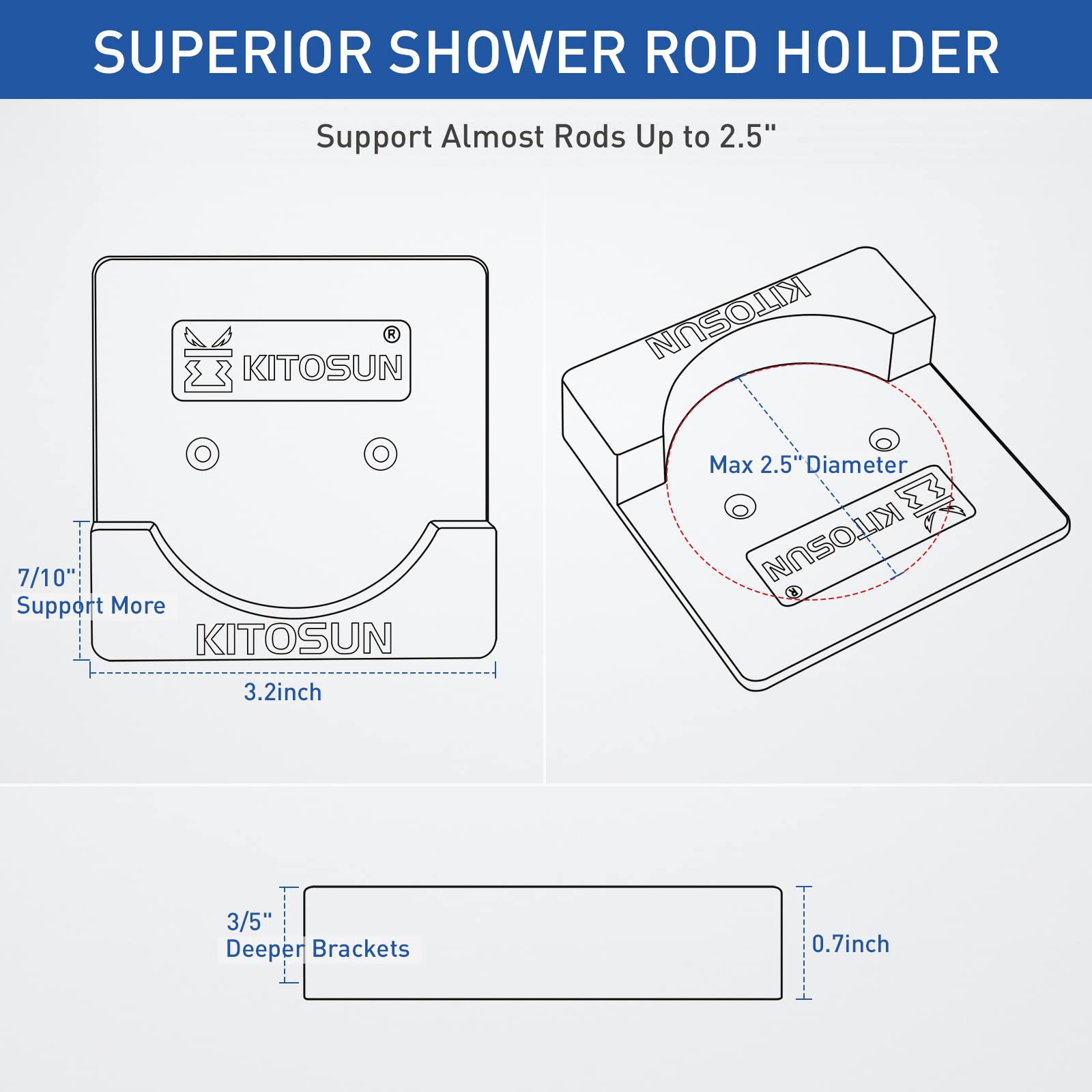 Snapklik.com : Adhesive Shower Curtain Rod Holder Kitosun Wall Mount ...