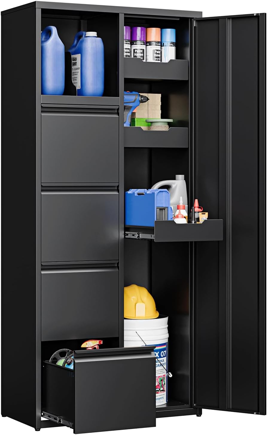 Amazon.com: Yizosh Metal Garage Storage Cabinet with 4 Drawers, 71 ...