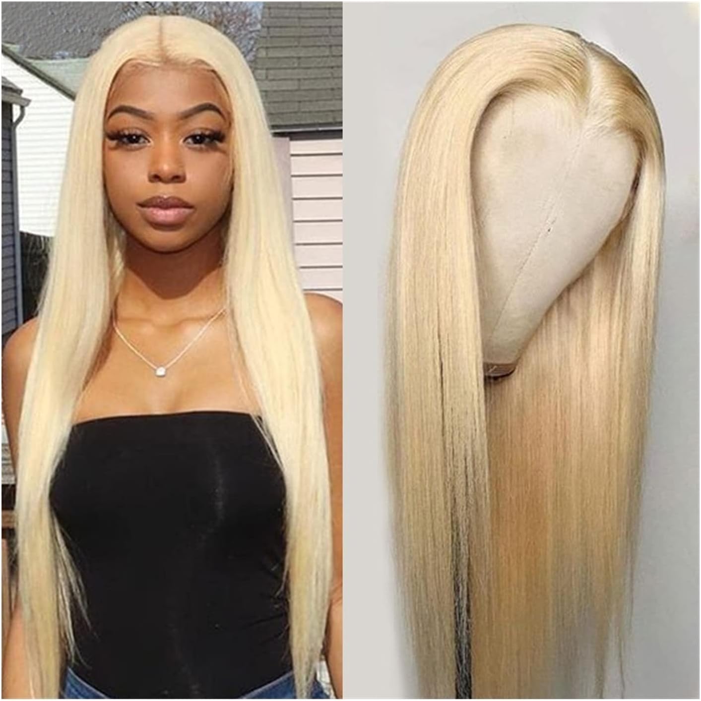 Amazon.com: Wigs Peruvian Straight Lace Front Wig 16-26 Inch 613 Blonde ...