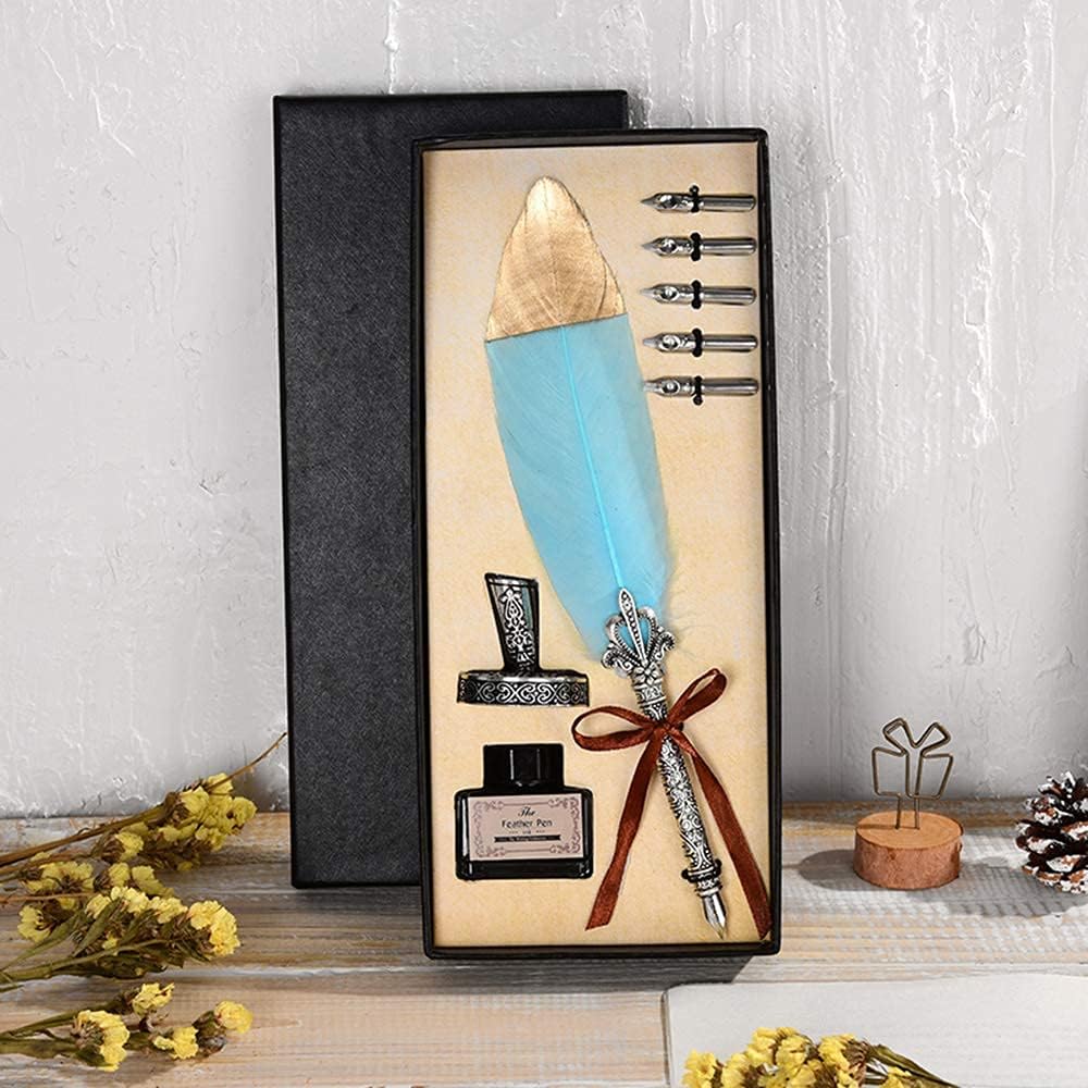 Quill Pen, Handmade Quill Feather Pen Set Antique Calligraphy Writing ...