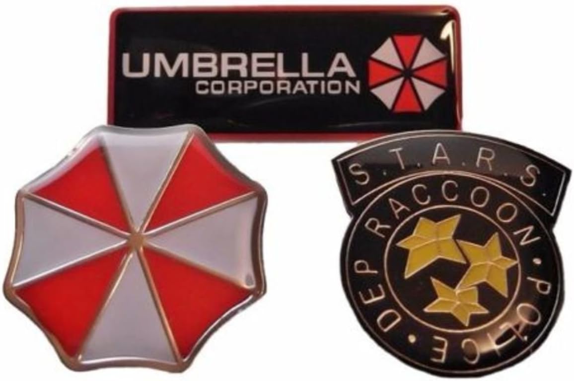 Amazon.com: Resident Evil (Set of 3) Umbrella, Raccoon,Logo Metal ...