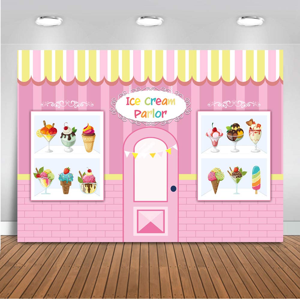 Mehofoto Ice Cream Parlor Backdrop 7x5ft Vinyl Ice Cream Theme ...