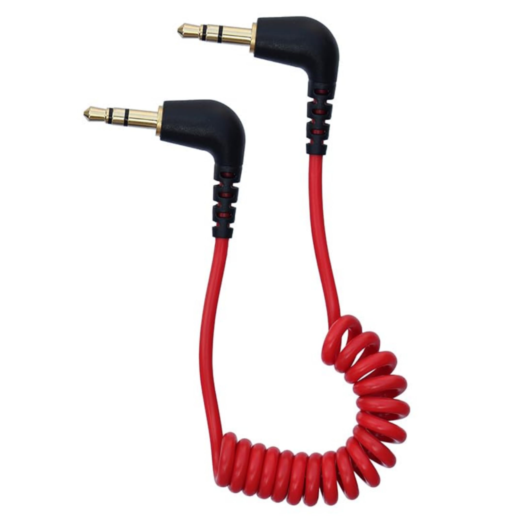 TRS to TRS Spring 3.5mm Cable Coiled Microphone to Camera Red Color for ...