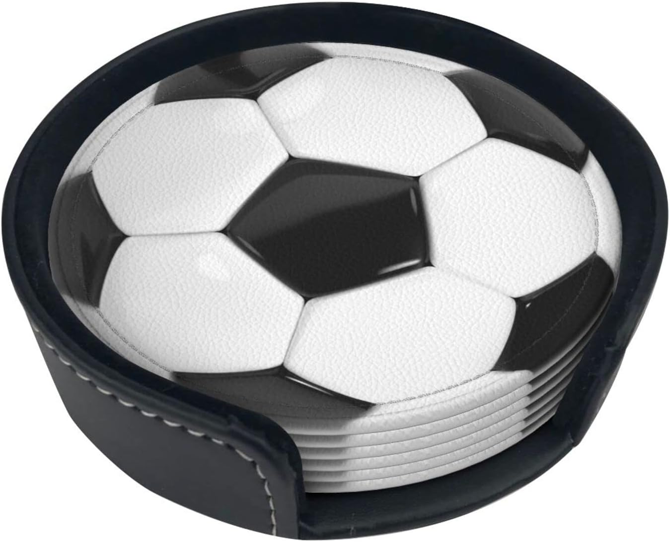Amazon.com: Football Soccer Coasters for Drinks with Holder Leather ...