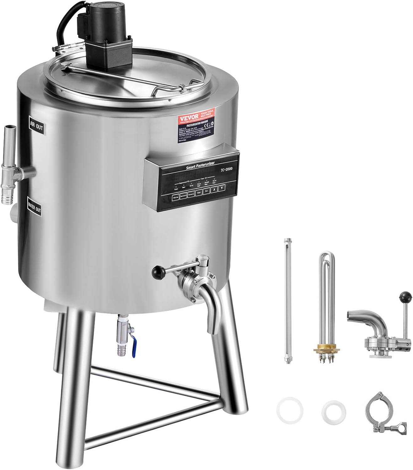 Amazon.com: VEVOR Milk Pasteurizer 30L, Commercial Milk Pasteurization ...