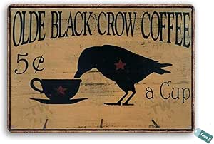 Amazon.com: Vintage Olde Black Crow Coffee Metal Kitchen Cafe Pub ...