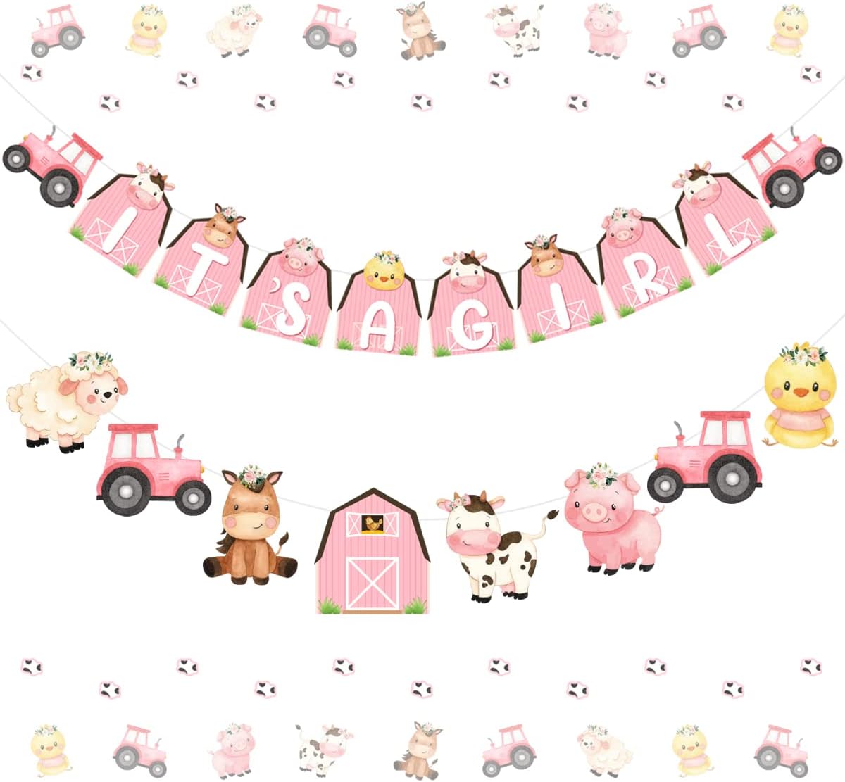 Amazon.com: welcome baby Farm Animals Birthday Banner,Farm Animals ...
