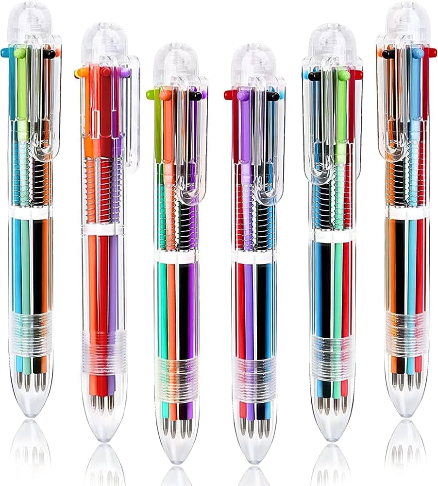 5 Pcs Multicolor Pens 0.5mm 6-in-1 Retractable Ballpoint Pens 6 Colors ...