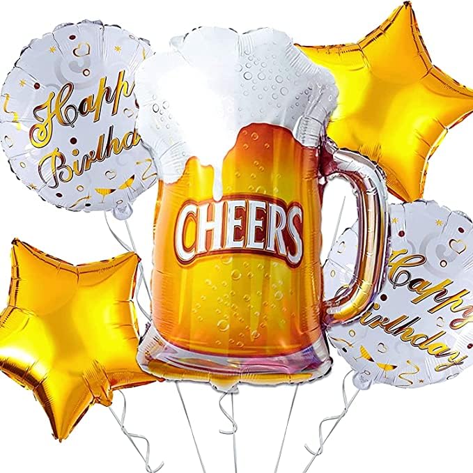 Birthday Foil Beer Mug Balloon Pack of 5 Golden set For kids Theme ...