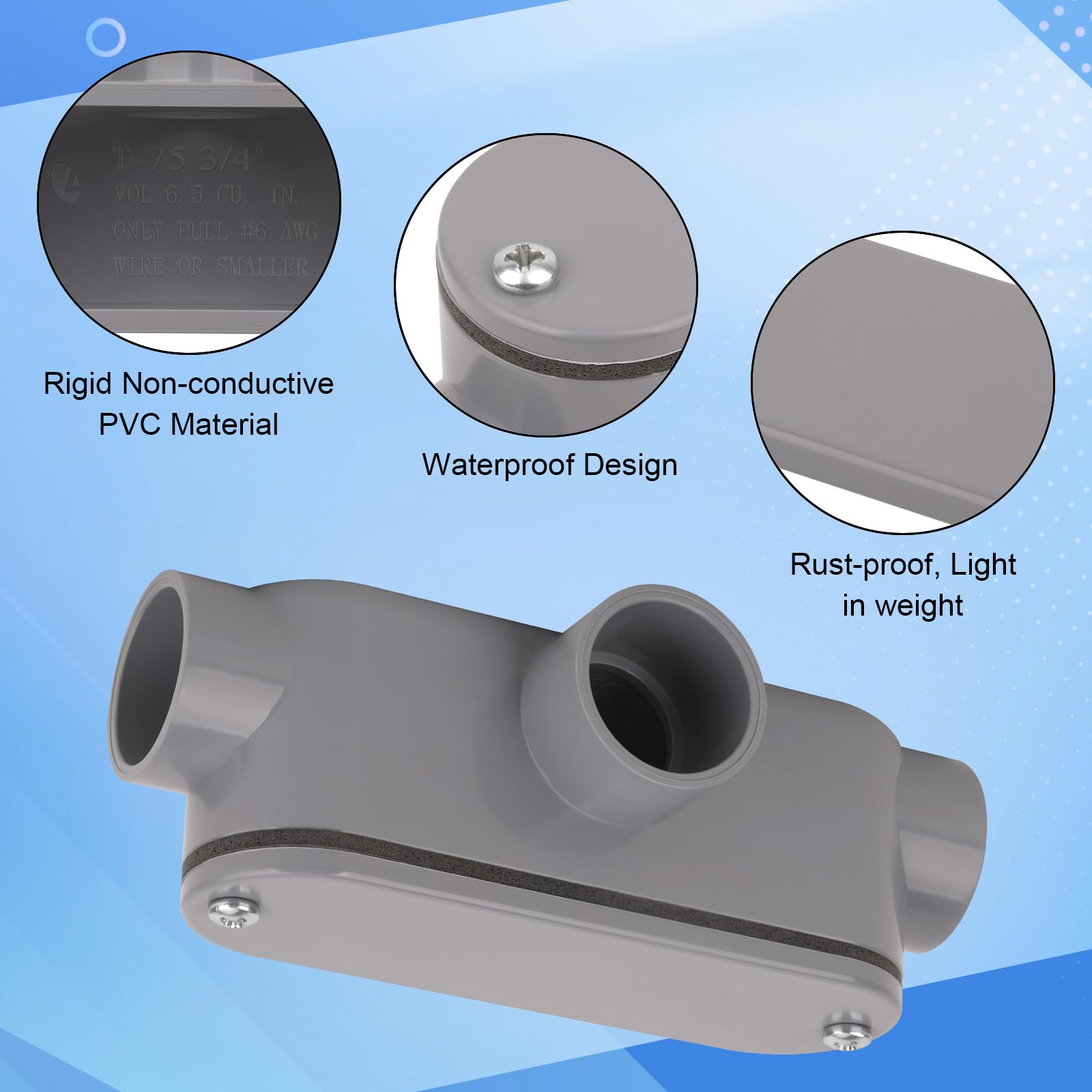 Snapklik.com : CKVIHAV 4Pack 3/4 Inch Rigid PVC Conduit Body Type T ...