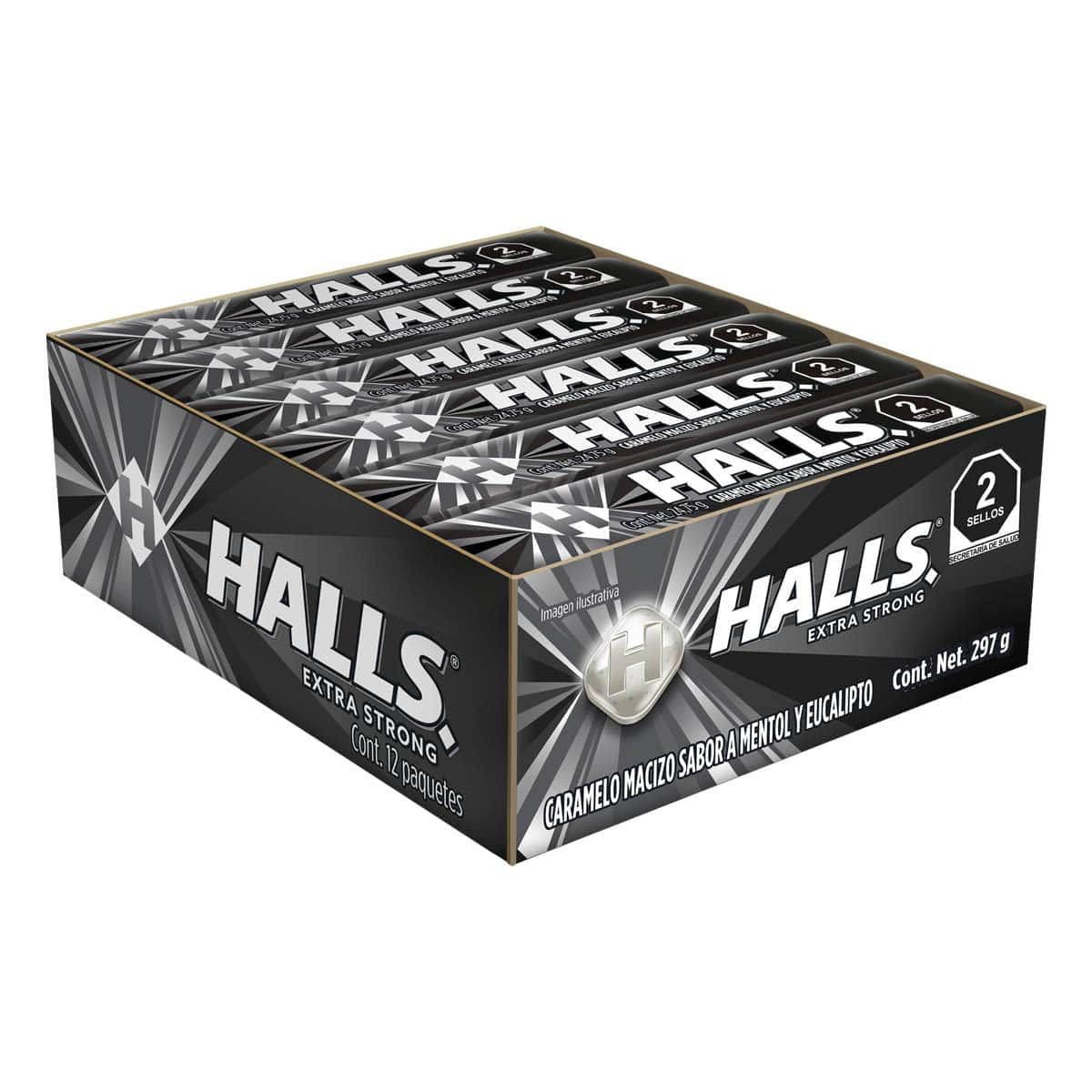Halls Caramelo macizo XtraStrong sabor Menta y Eucalipto, caja con 12 ...