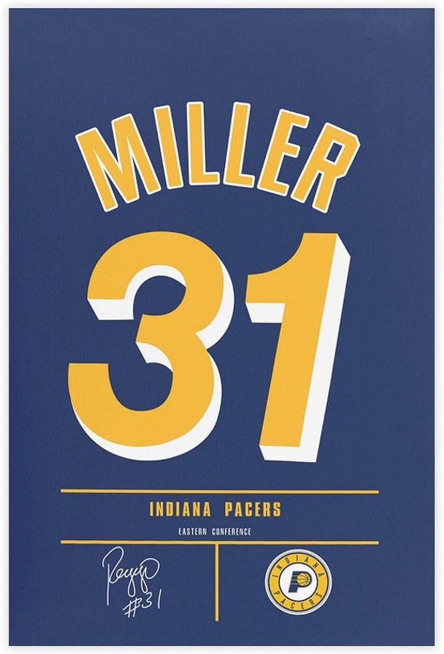 Amazon.com: Reggie Miller Jersey Canvas Poster Wall Art Decor Print ...
