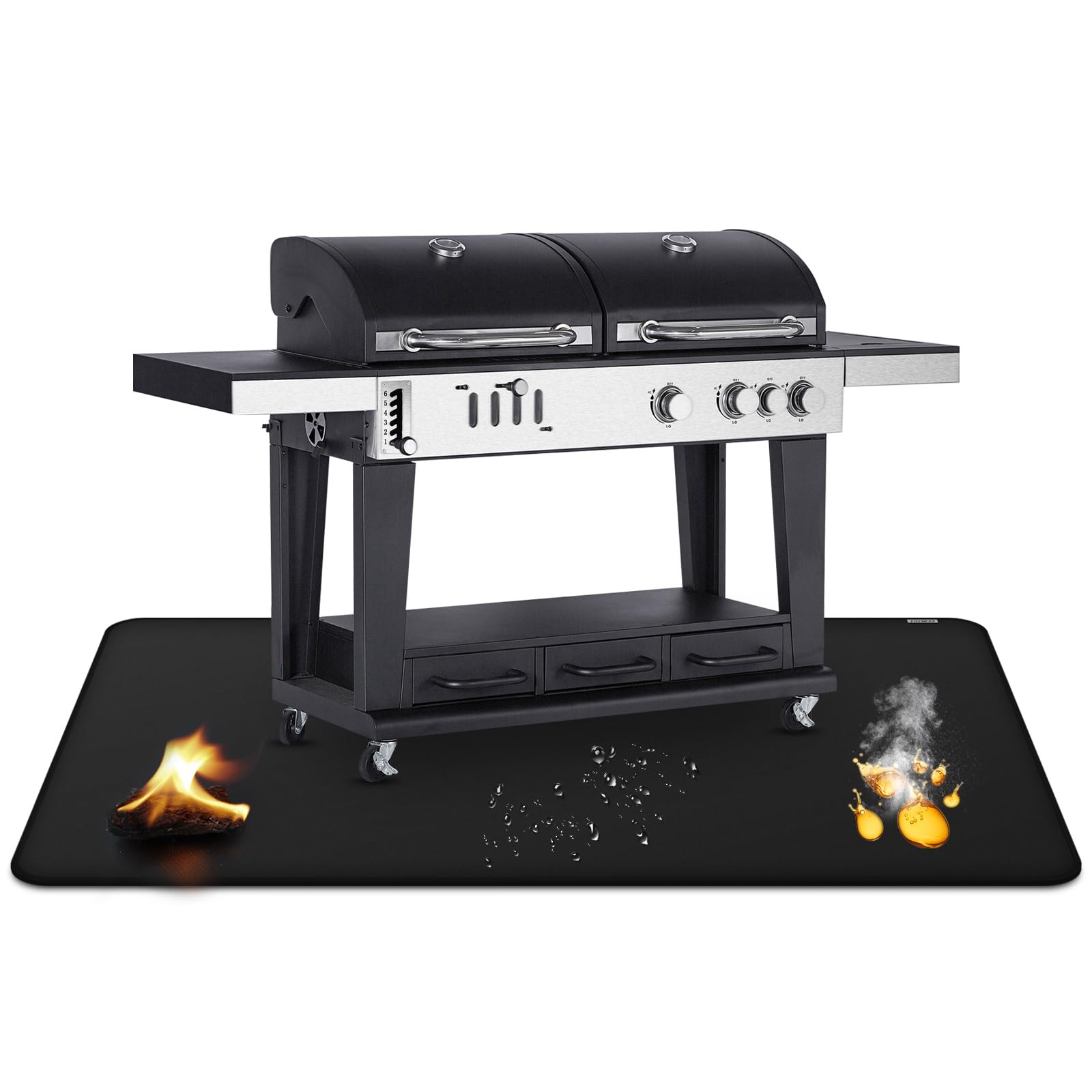 Amazon.com: Under Grill Mat for Outdoor Grill,Double-Sided Fireproof ...