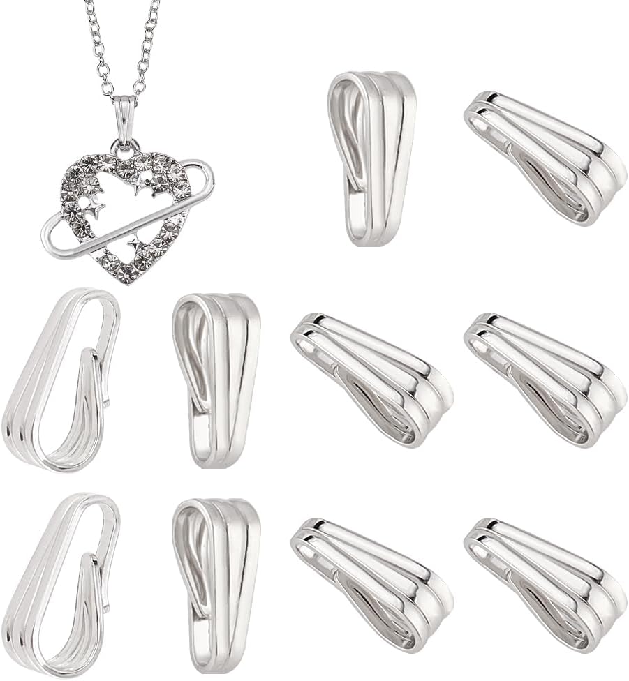 Amazon.com: PH PandaHall Charm Holder for Necklace, 10pcs 925 Sterling Silver Snap Bail Hook ...