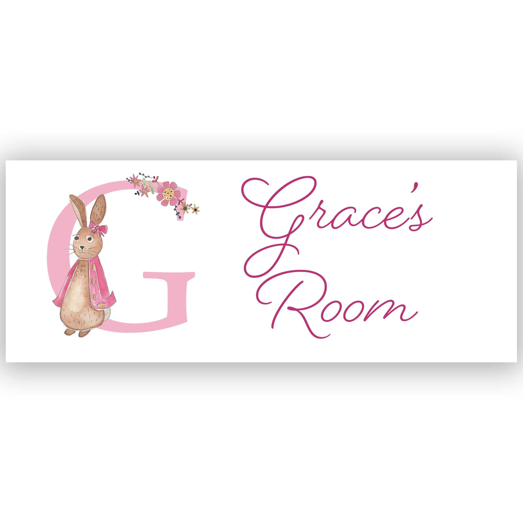 Personalised kids door signs & Plaques, Flopsy rabbit Bedroom Door ...