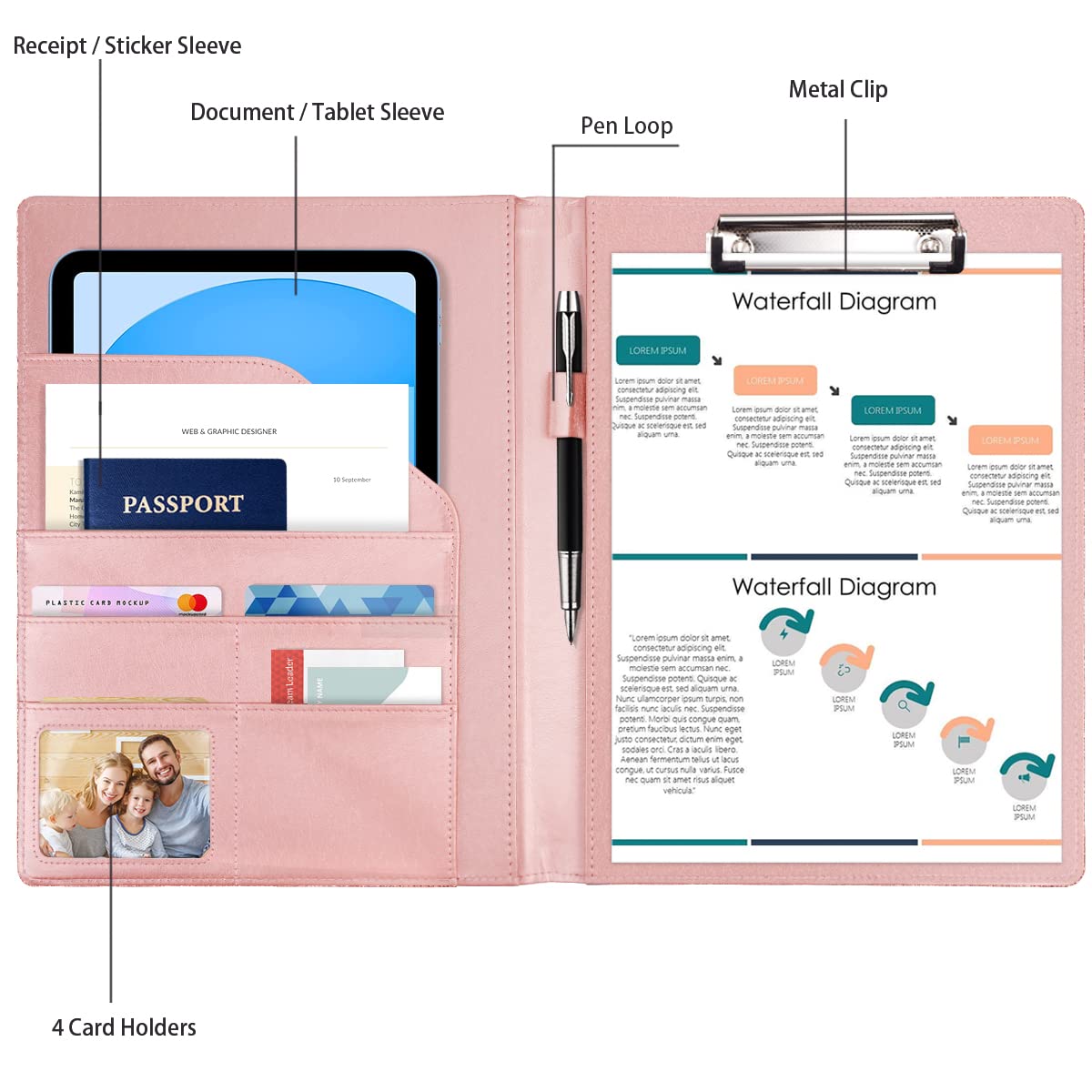 Snapklik.com : Glitter Pink Padfolio/Resume Portfolio Folder For Women ...