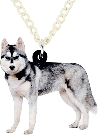 DOWAY Acrylic Novelty Handsome Siberian Husky Necklace Dog Pendant Pet ...