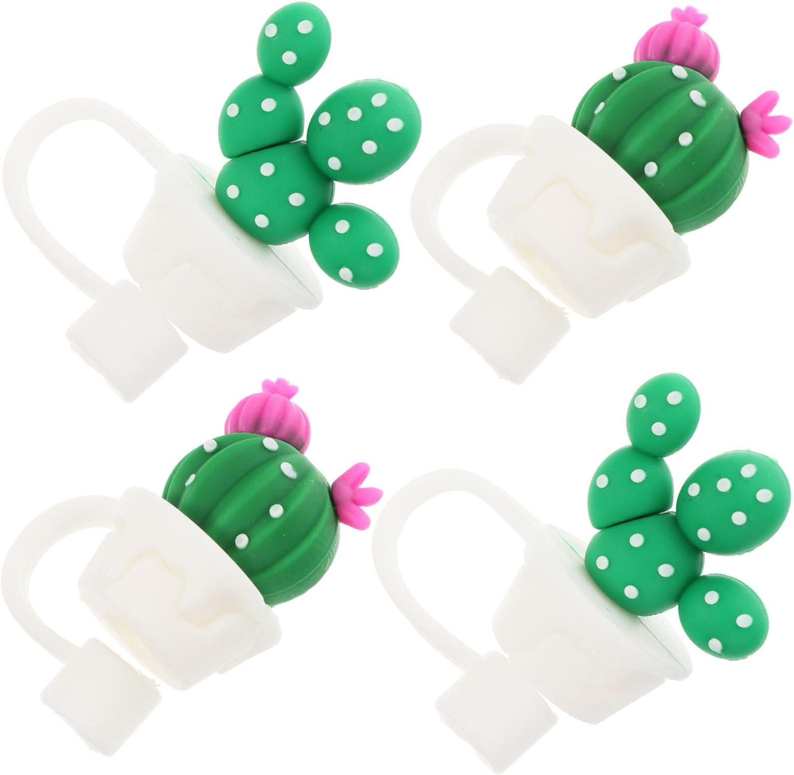 Amazon.com: Silicone Straw Cover Drinking Straw Cap Cute Cactus Straw ...