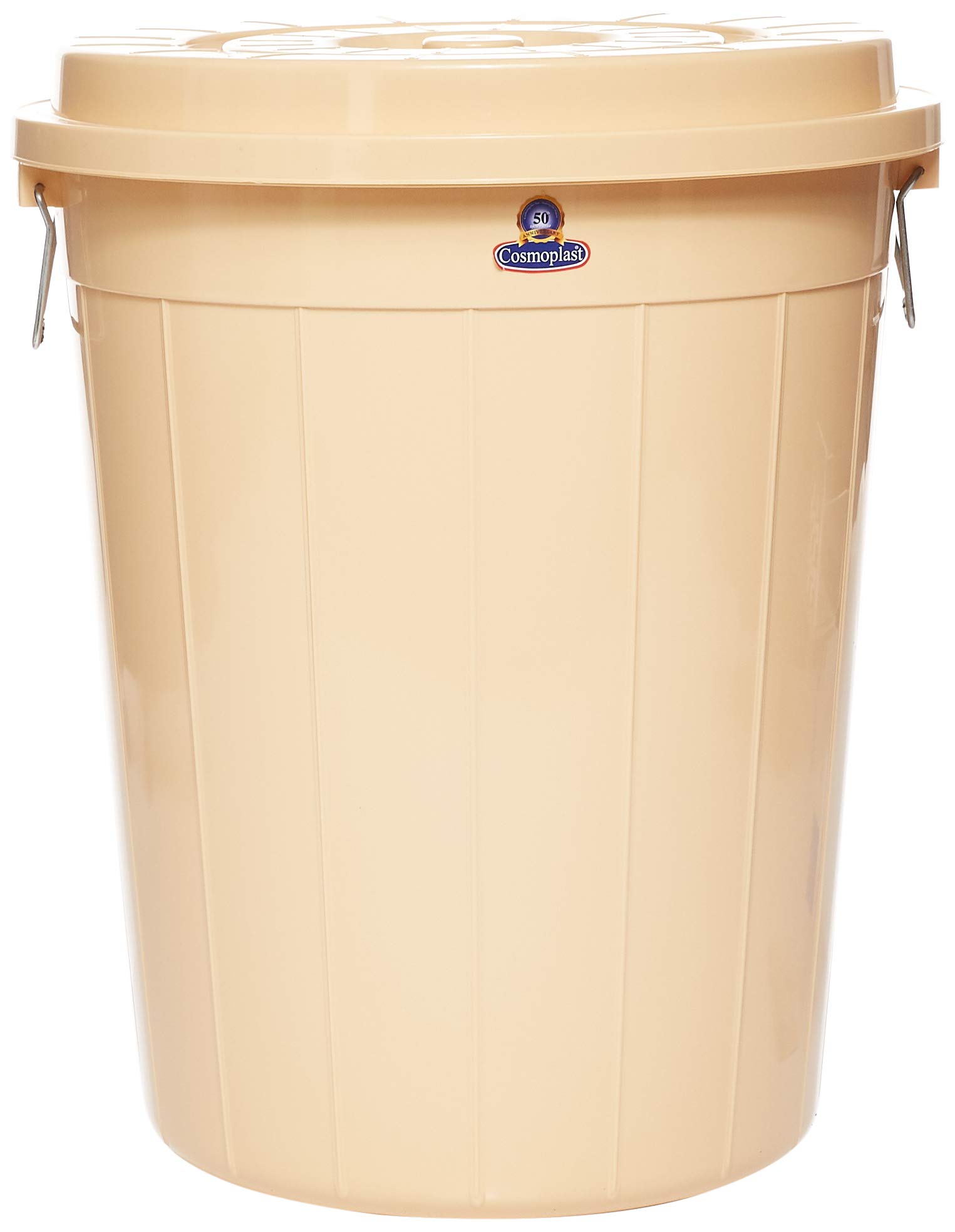 Buy Cosmoplast 70L Round Plastic Drum with Lid, Ivory Online at ...