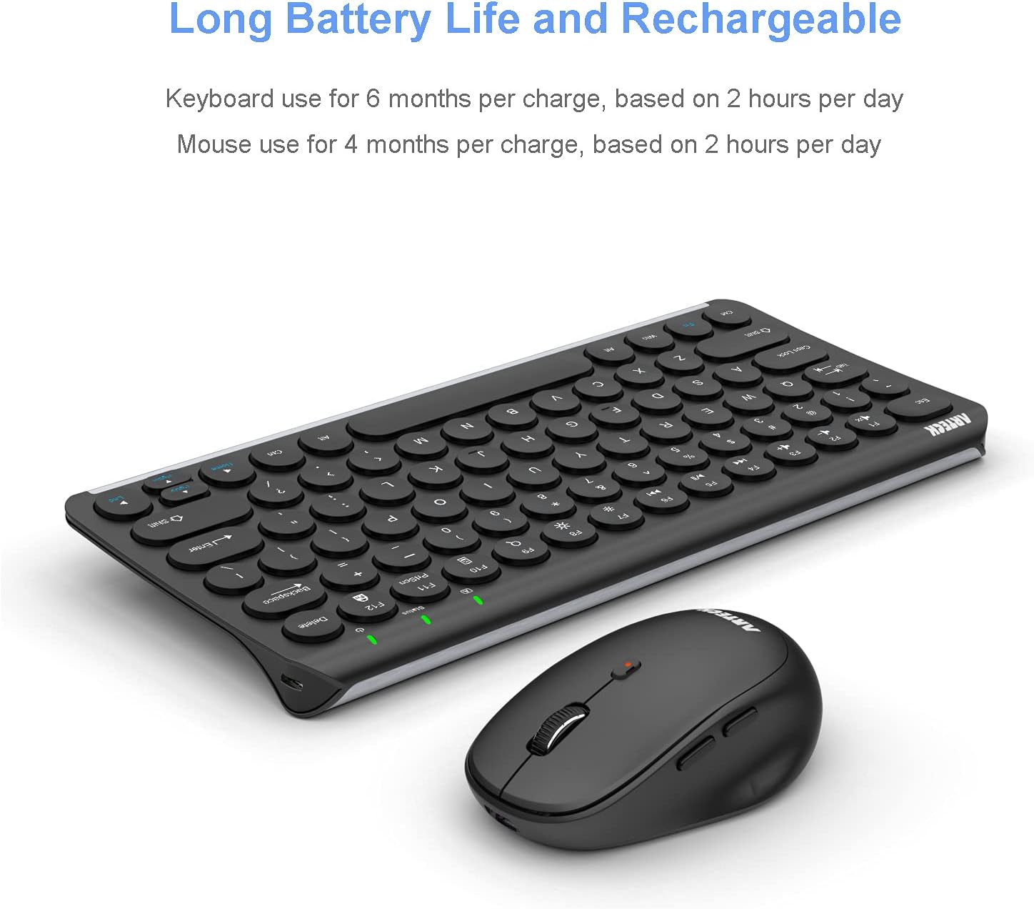 Arteck Ultra Compact Wireless Keyboard and Mouse Combo with ...