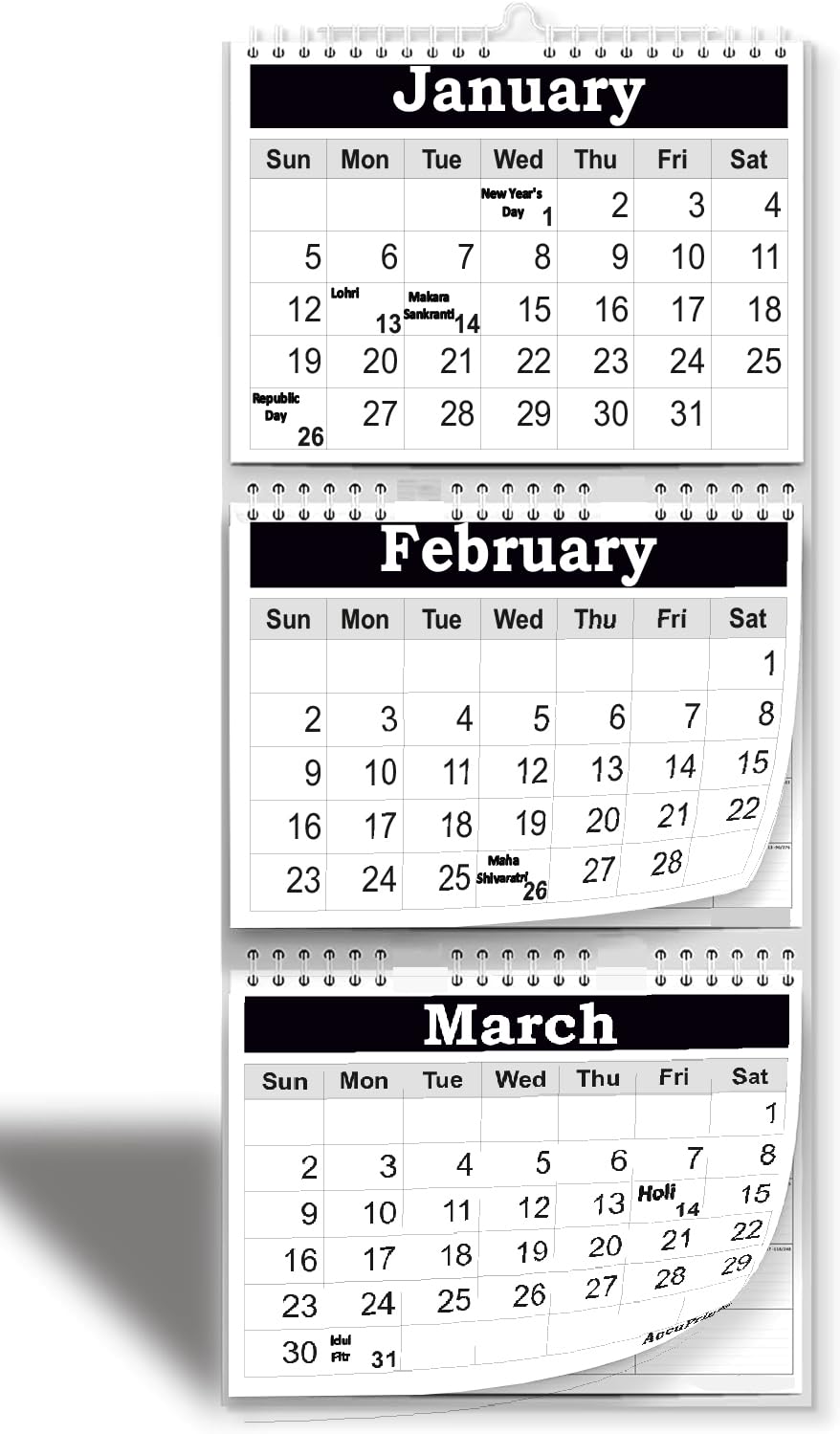 Buy 2025 Wall - 3-Month Wall Display (Folded in a Month), Jan. 2025 ...