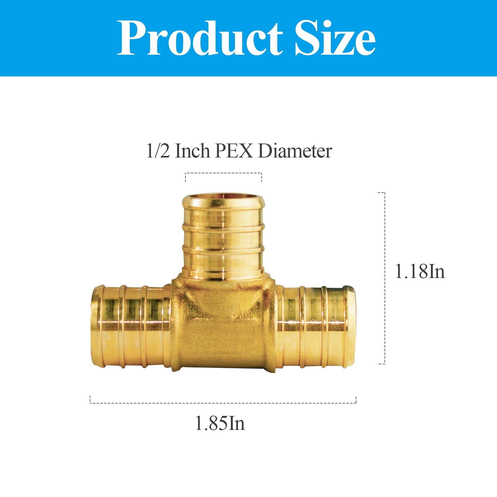 Snapklik.com : WiseWater 16 Pcs PEX Fittings 1/2 Inch, 1/2 Inch Tee ...
