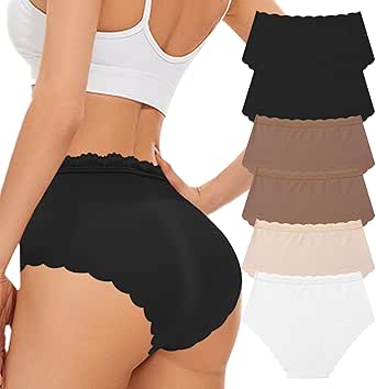 Cevapro Underwear Women Seamless Mid High Ladies Knickers Sexy Lace Wave Edge Hipster Panties ...