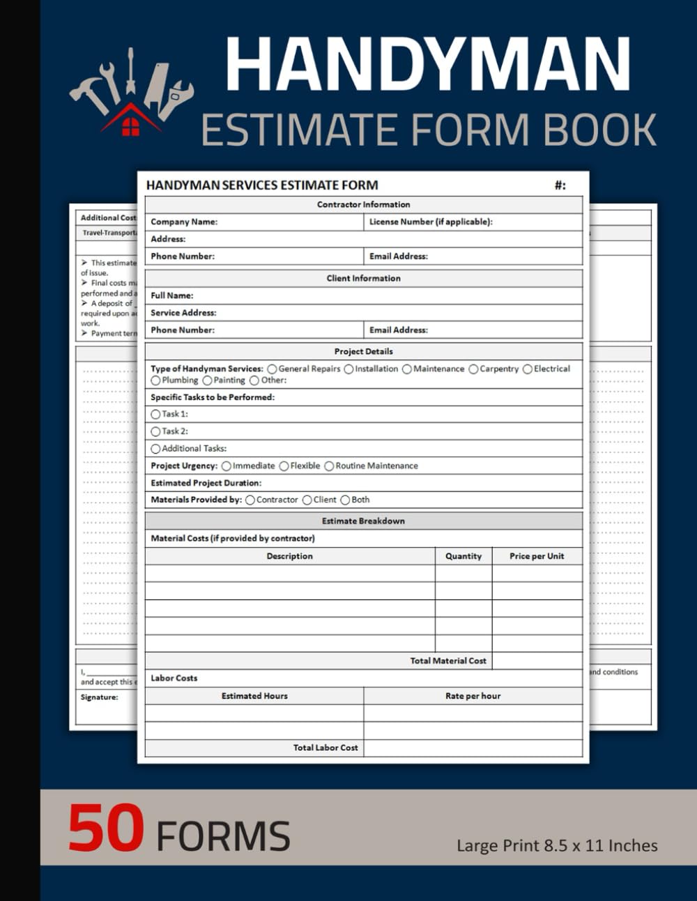 Handyman Estimate Form Book: Handyman Service Estimating Sheets ...
