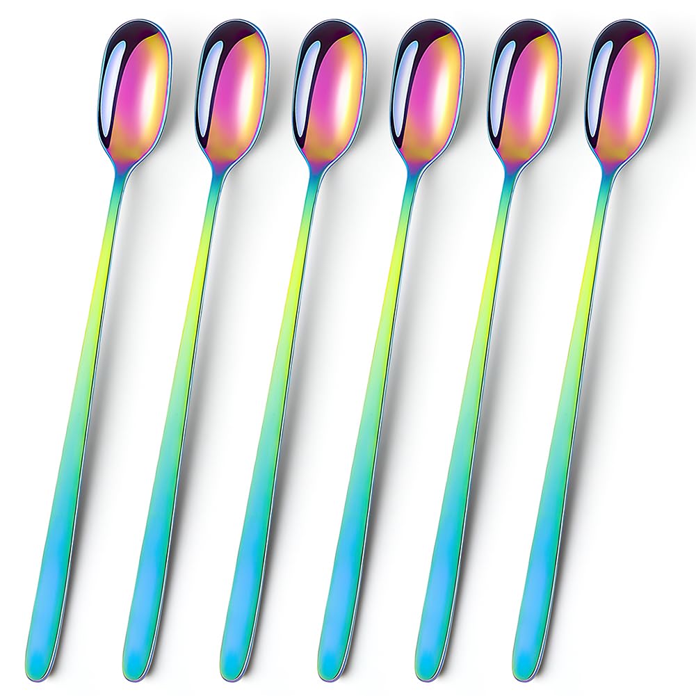 Snapklik.com : Rainbow Long Handle Spoons, YFWOOD 9.1-Inch Cocktail ...