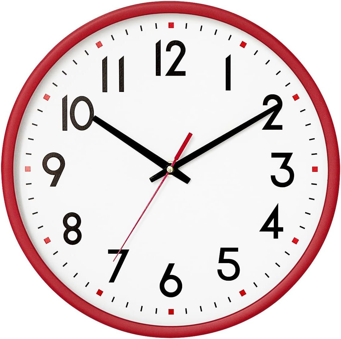 Amazon.com: HZDHCLH Wall Clock Red,Silent Wall Clocks Battery Operated ...