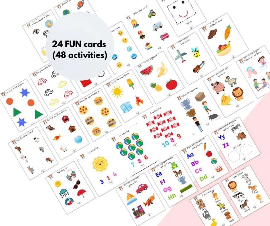 Buy Activity Flash Cards for Early Learners – 24 Laminated Cards with ...