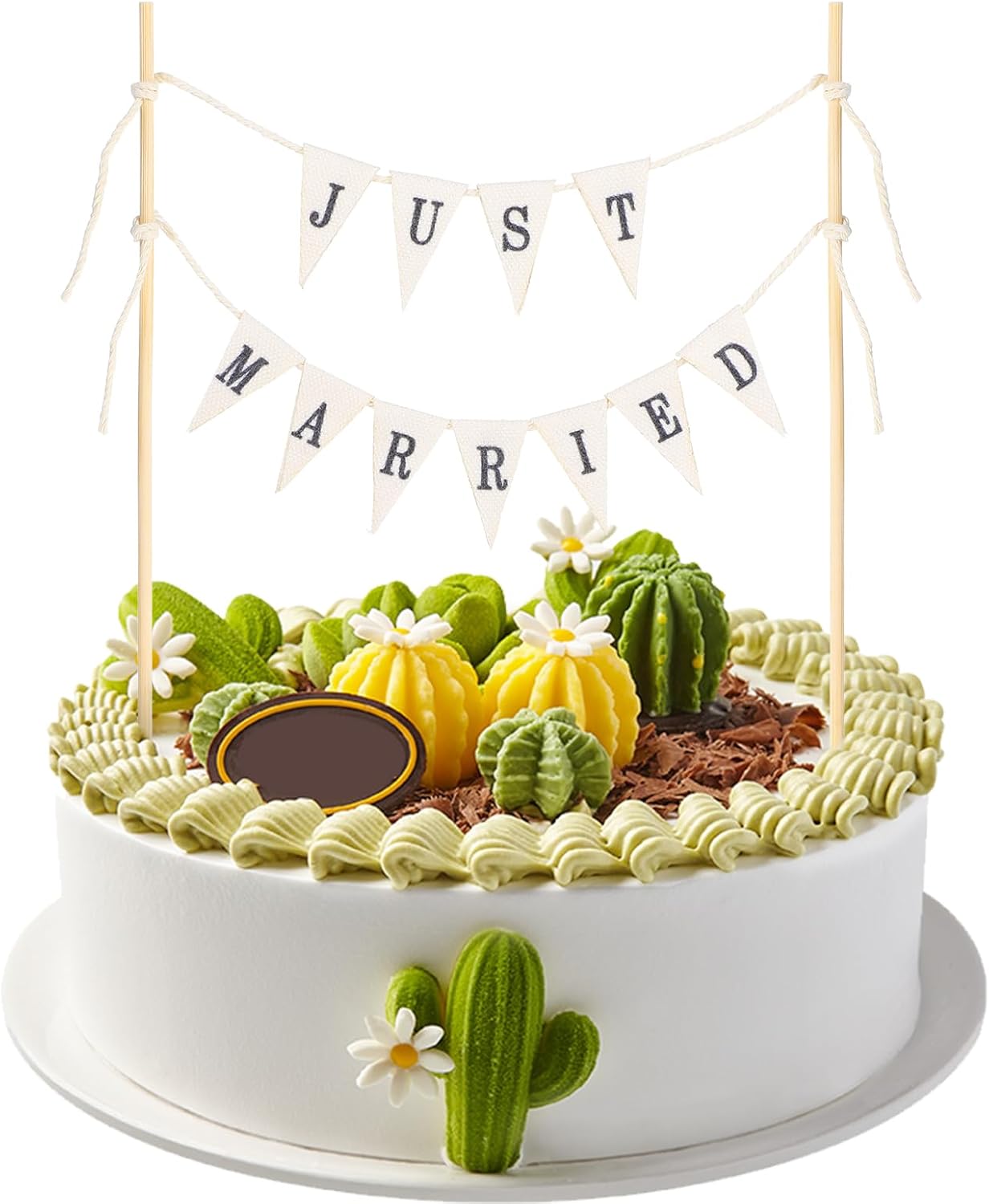 Amazon.com: Just Married Cake Banner Wedding Cake Topper Personalized ...