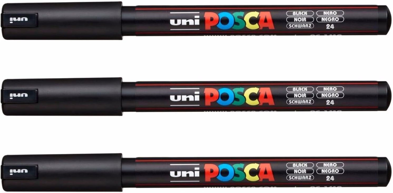 Posca PC-7M Paint Marker Art Pens - 4.5-5.5mm Large Bullet Nib - Black ...