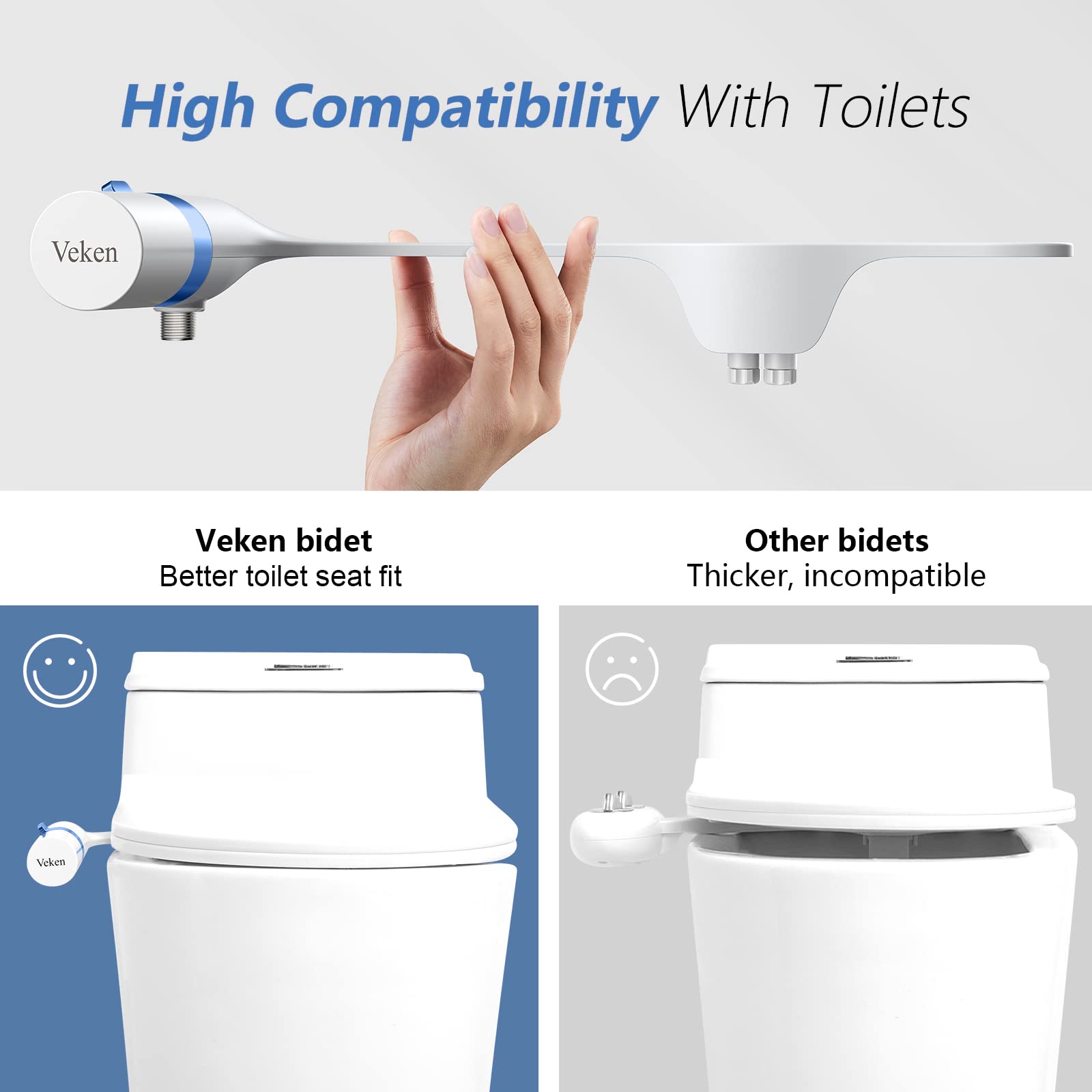 Snapklik.com : Veken Ultra-Slim Bidet Attachment For Toilet Dual Nozzle ...