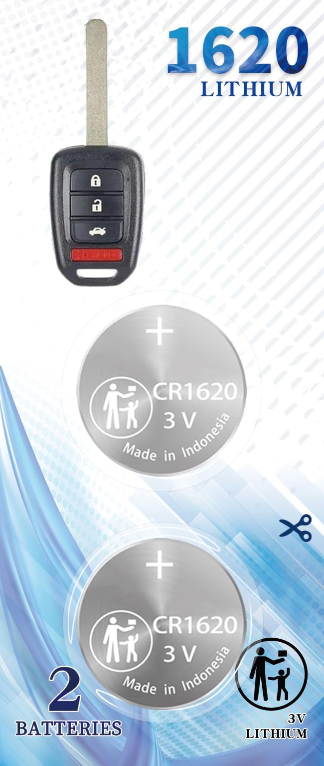 Amazon.com: CR1620 Key Fob Battery Replacement for Honda (2013-2020 ...