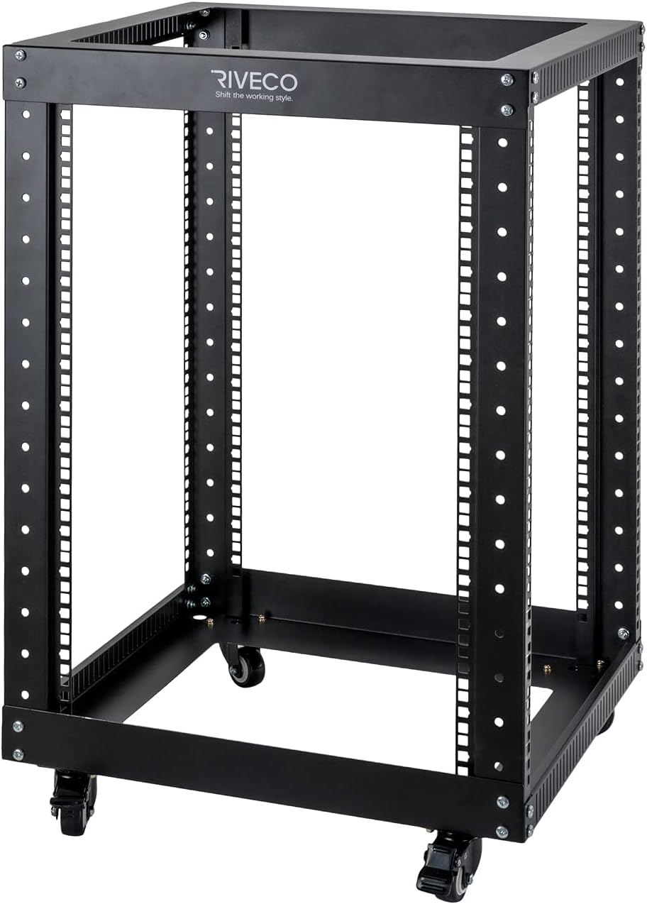 RIVECO 15U Server Rack Floor Standing Open Frame with Wheels- 19-inch 4 ...