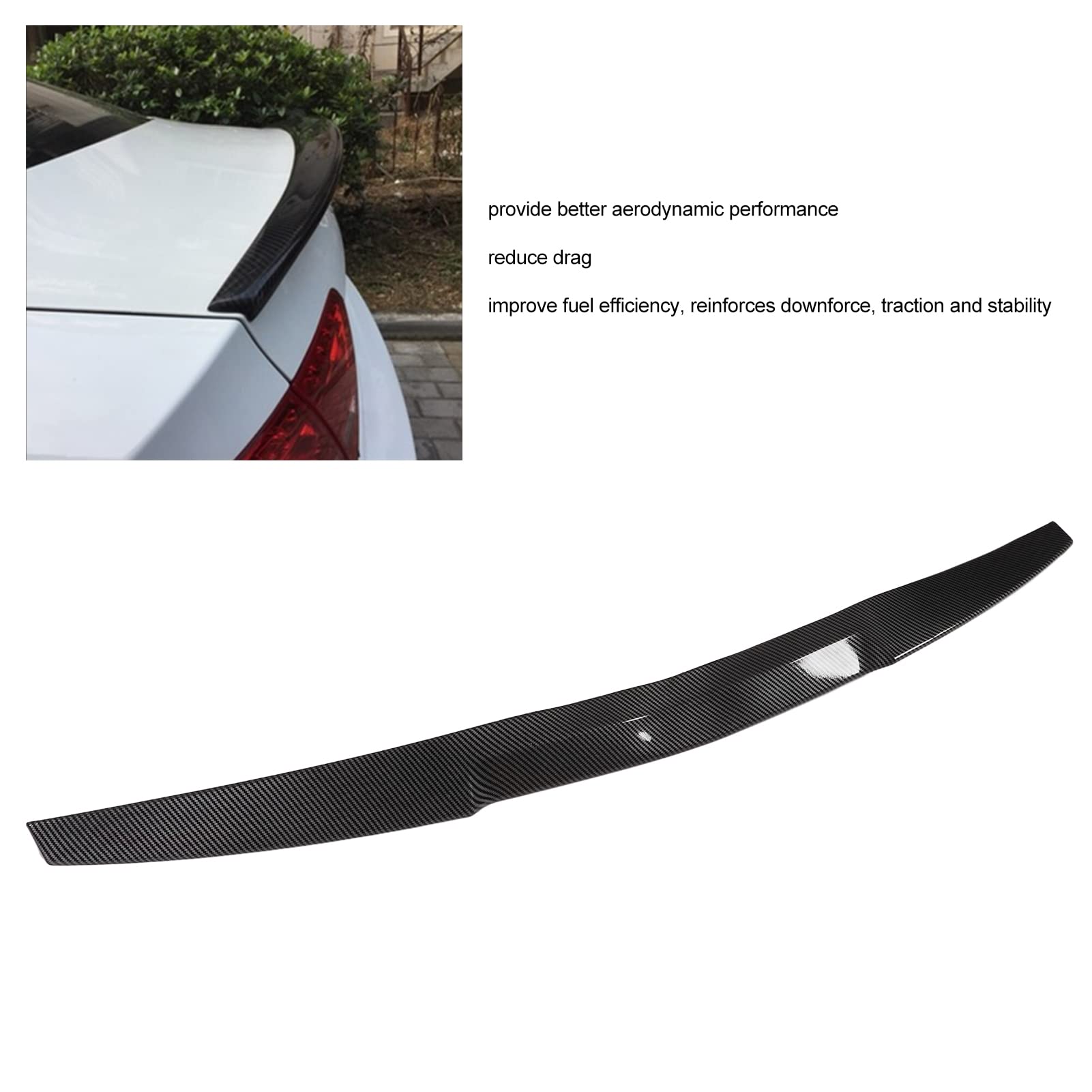 Trunk Rear Spoiler, 3.9ft/121cm Universal Carbon Fiber Rear Trunk ...