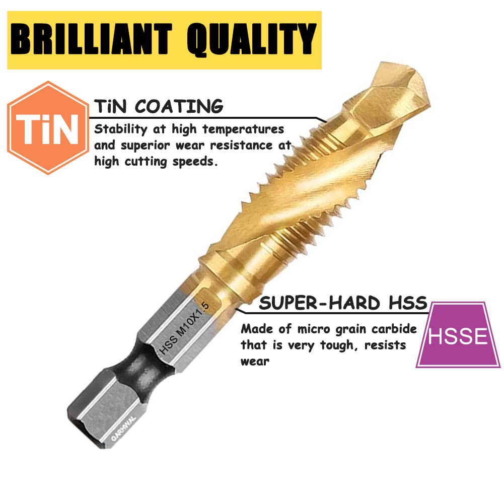 Snapklik.com : Titanium Combination Drill & Tap Bit Set - 6 Piece Drill ...