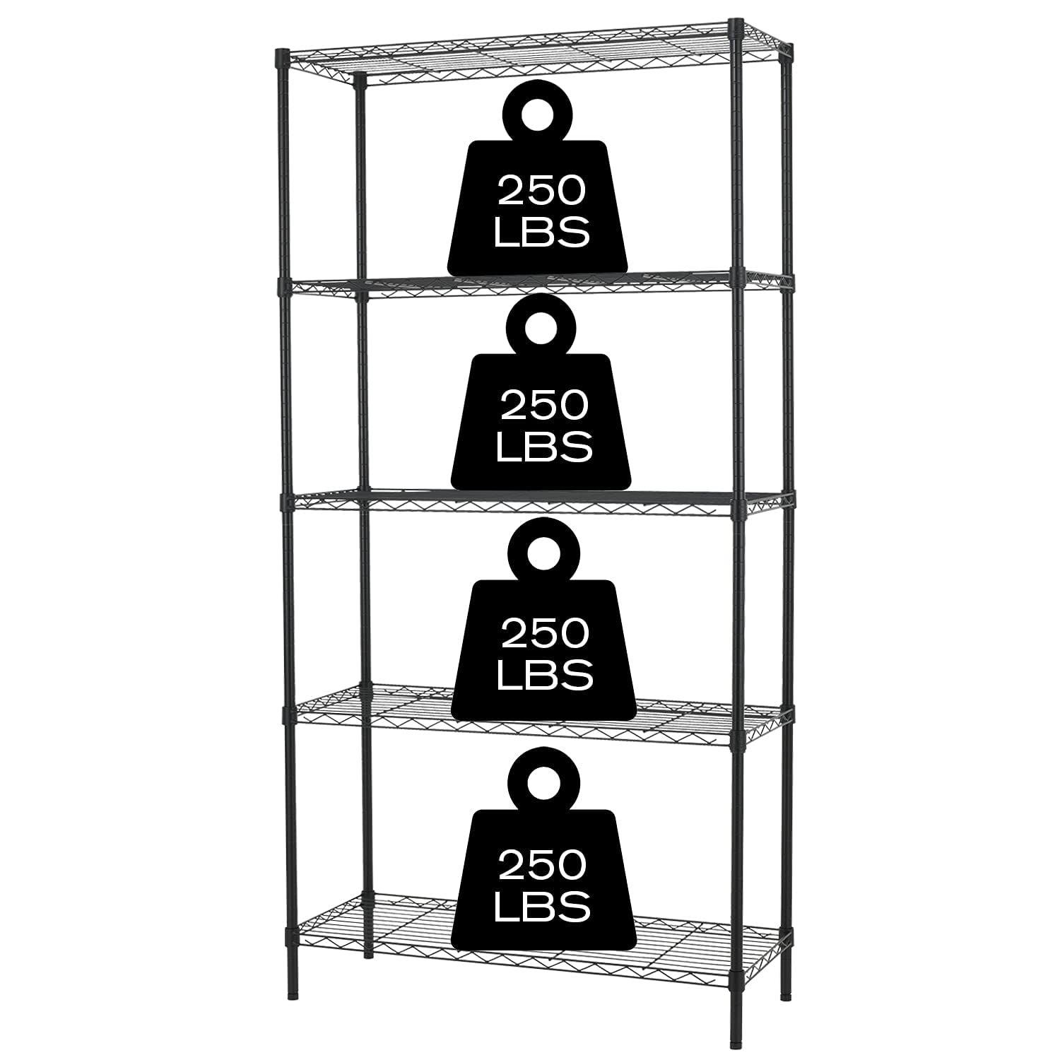 HCY 5-Tier Storage Shelf Heavy Duty Storage Shelving Unit NSF Height ...