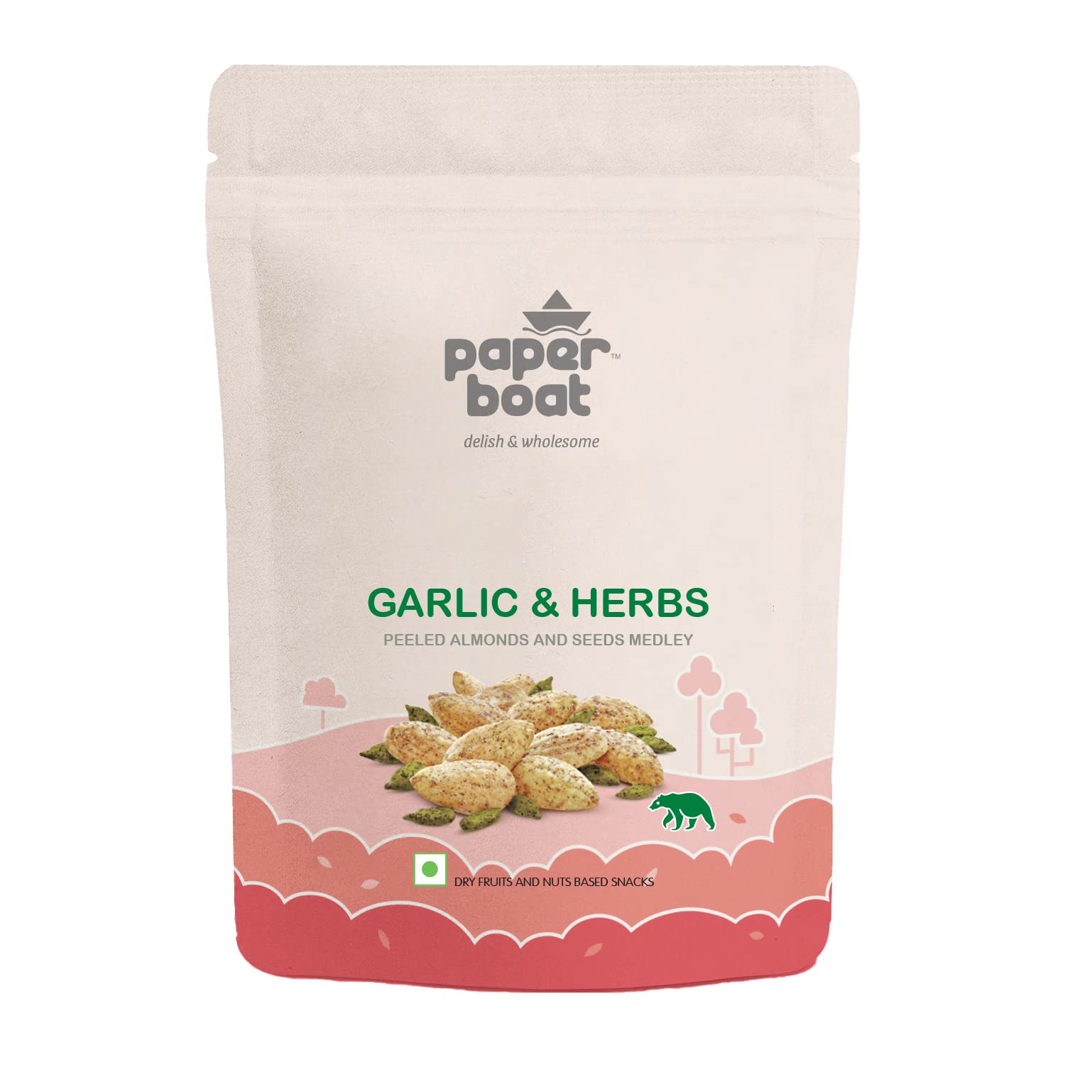 Paper Boat Garlic and Herb Peeled Almond and Seed Mix |Roasted Badam ...