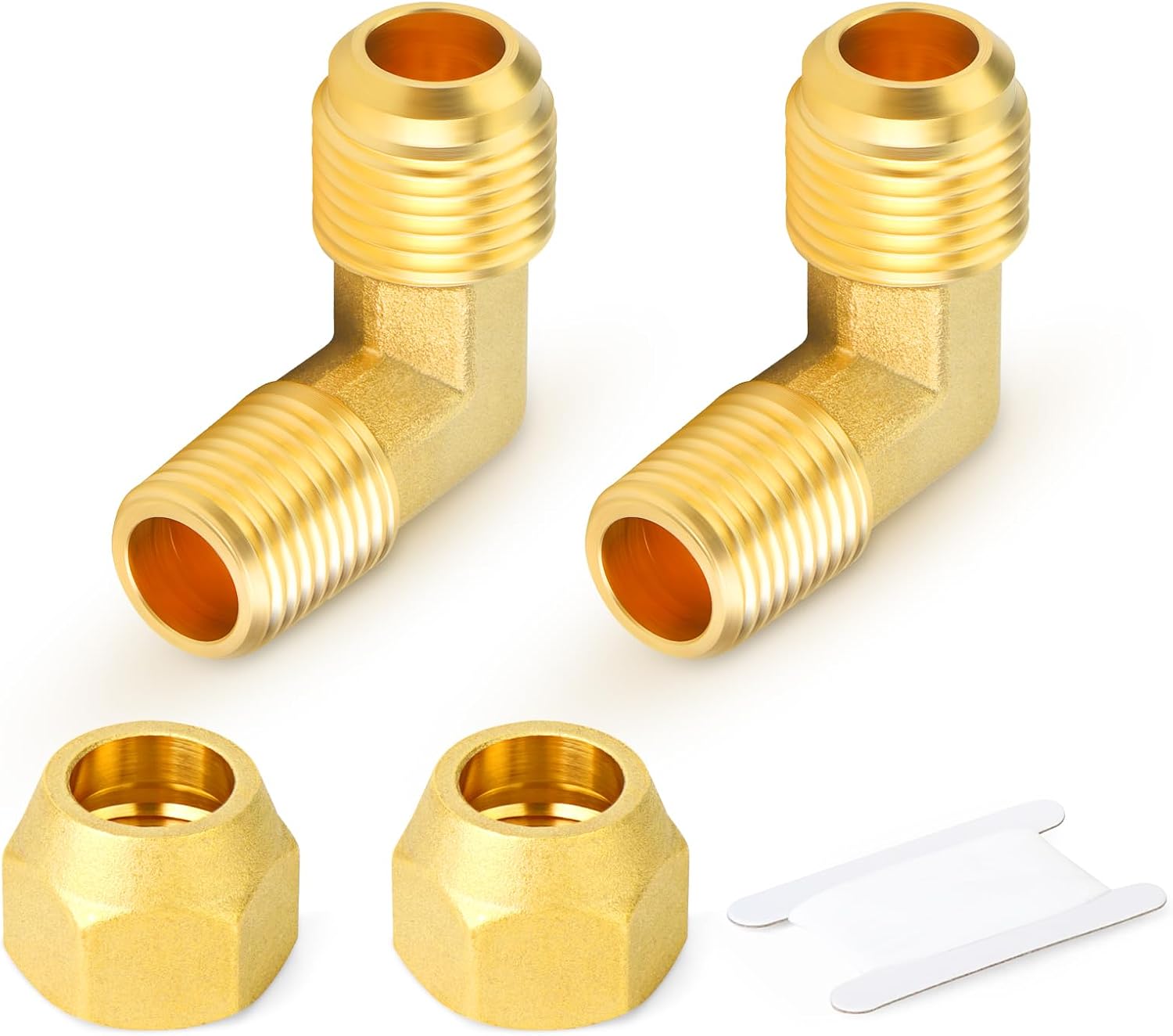 GASHER 5PCS Brass Tube Fitting Elbow Adapter 3/8 Inch Flare x 1/4 Inch ...