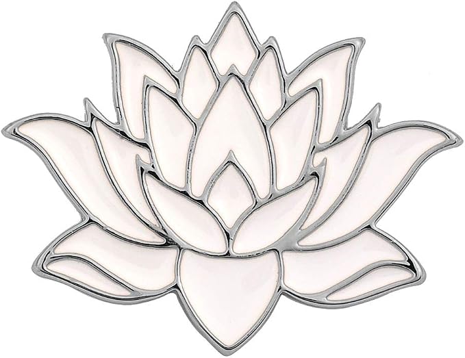 Amazon.com: SENFAI 10K Gold Color Cute White Enamel Lotus Pin and ...