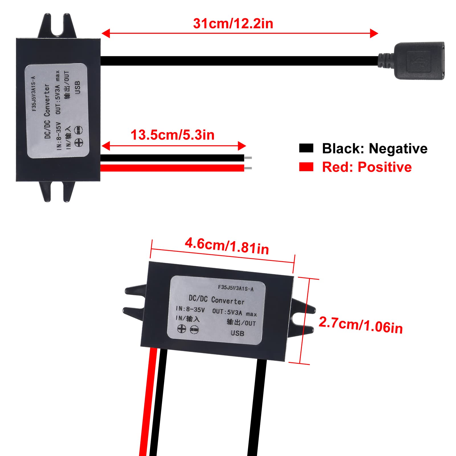 Snapklik.com : 2 Pack USB Step Down Converter DC-DC Buck Module 9V- 35V ...