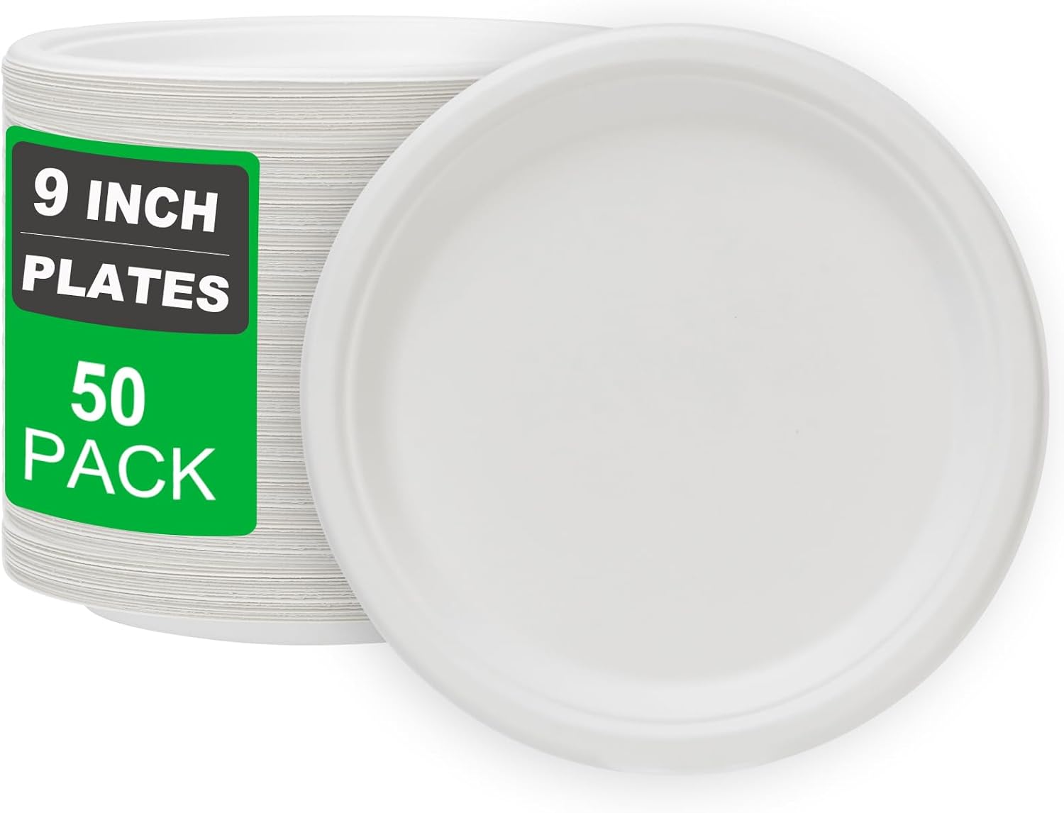 Amazon.com: WGCC Paper Plates 9 Inch 50 Pack, 100% Compostable ...