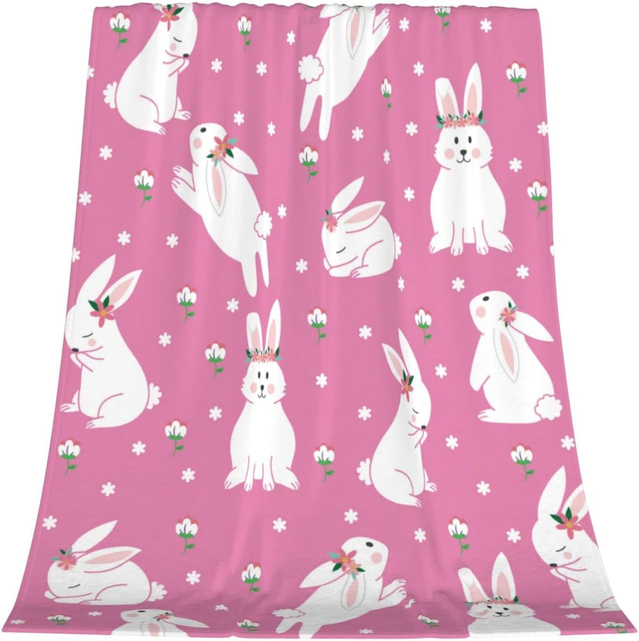 Amazon.com: FJPT Easter Spring Throw Blanket Bunnies and Flowers Throw ...