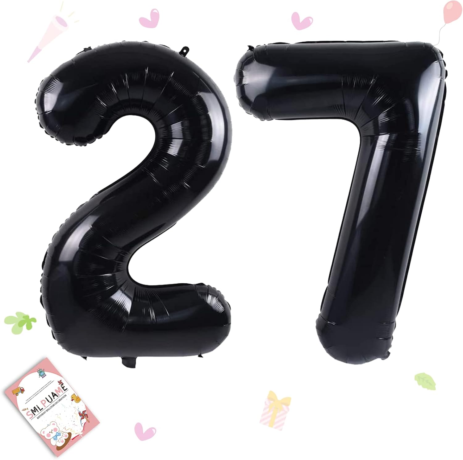 Amazon.com: Smlpuame 40 inch Number Balloon 0-9 Black Large Number 27 ...