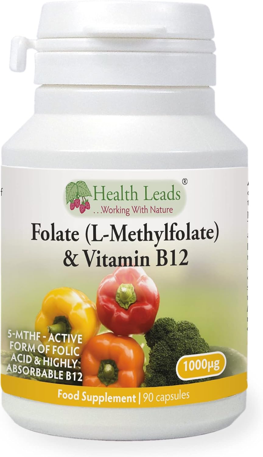 Folate 500mcg & Vitamin B12 500mcg x 90 caps (No Magnesium Stearate ...